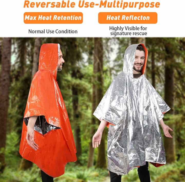 Outdoor Life Emergency Rescue Raincoat Thermal Keep Warm Waterproof ...