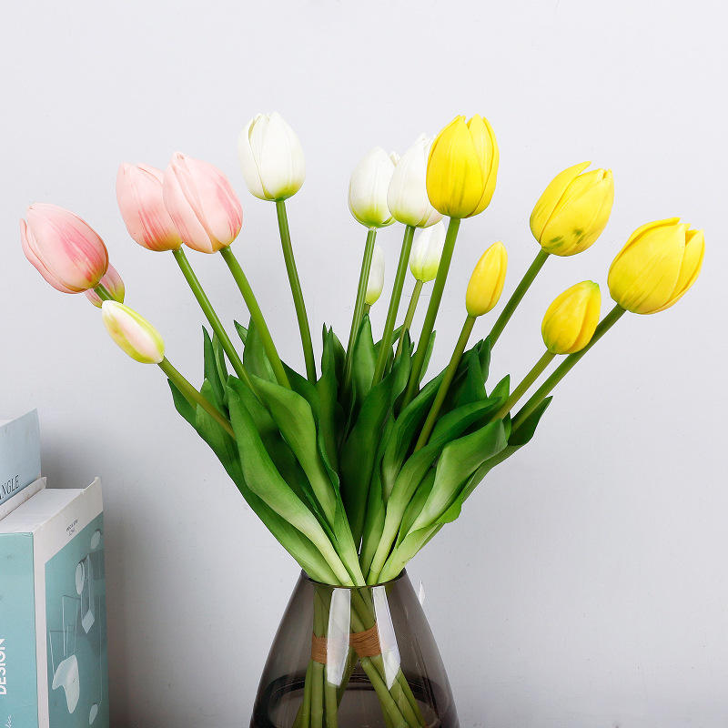 Soft Touch Handmade Tulip Artificial Flowers Bouquet 5-Head Wedding ...