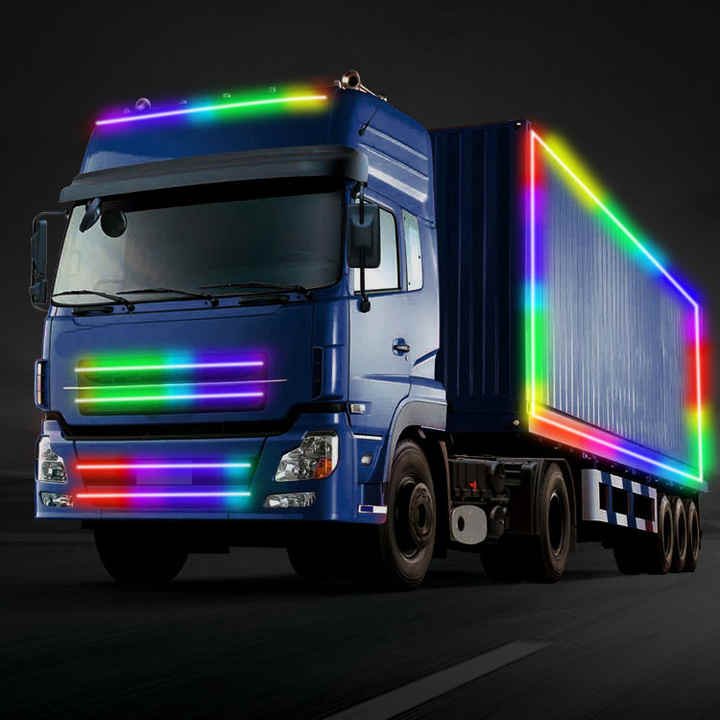 Universal 24V Truck Colorful Flowing Light RGB Grille Neon Warning ...