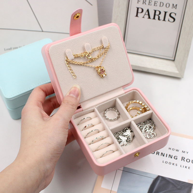 Reusable Pu Leather Jewelry Box Portable Necklace Ring Earring Pouch ...