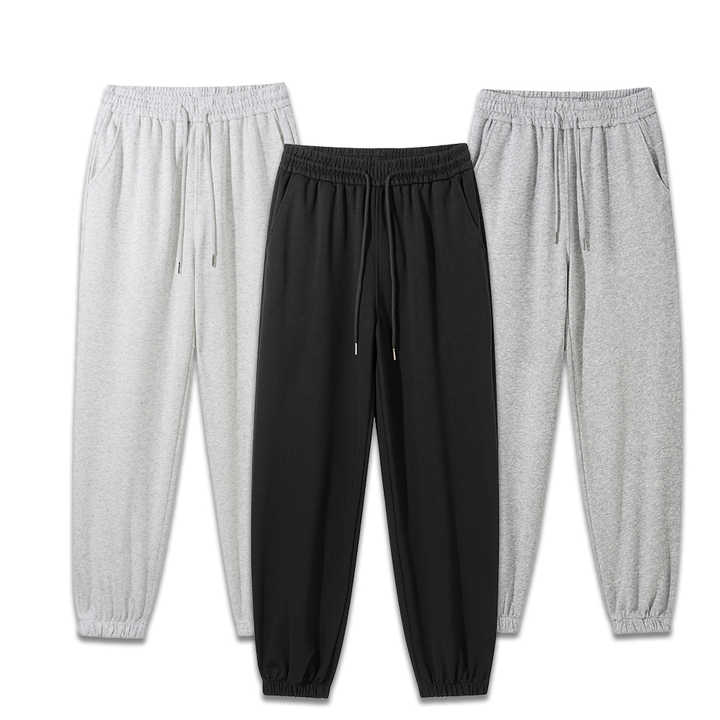 Men Polyester Cotton Blend Casual Sweatpants Plain Tapered Joggers ...