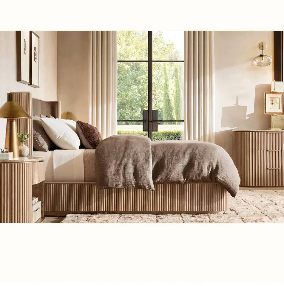 Byron Fabric Shelter Bed Unique Design Luxury Modern Oak Solid Wood ...