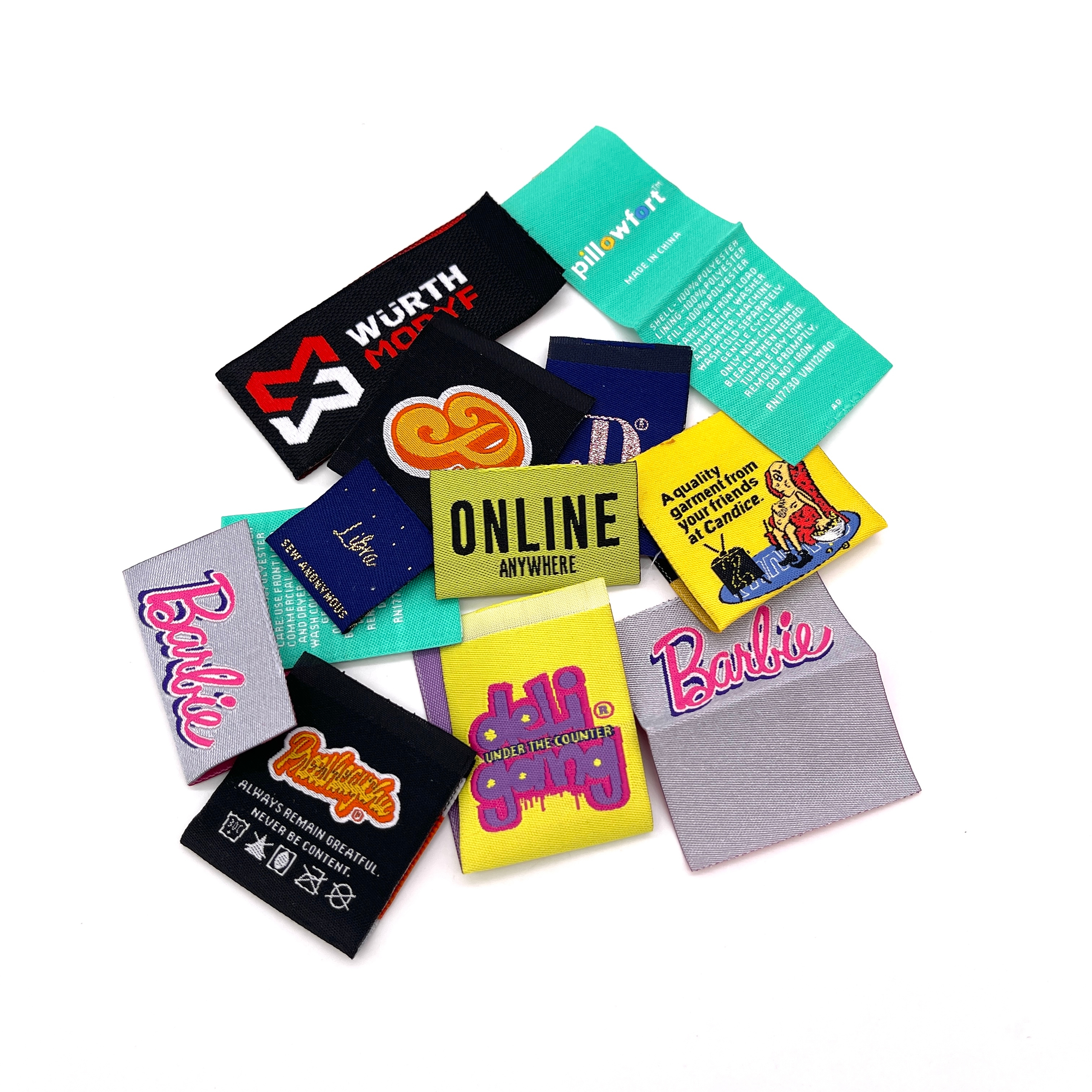 Custom Brand Name Logo Garment Labels Tags Neck Damask Fabric Woven ...