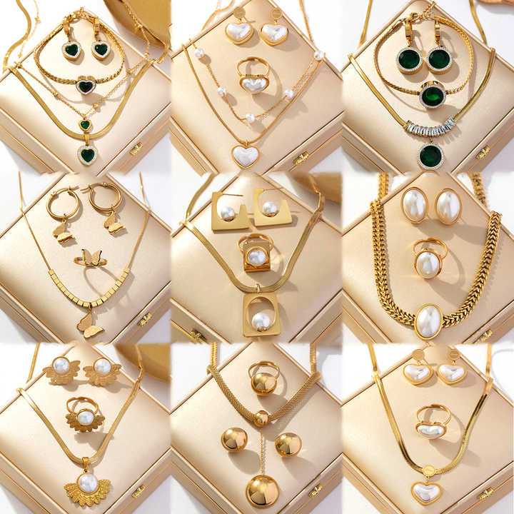 Stainless Steel Jewelry Sets with 18K Gold PVD Finish
