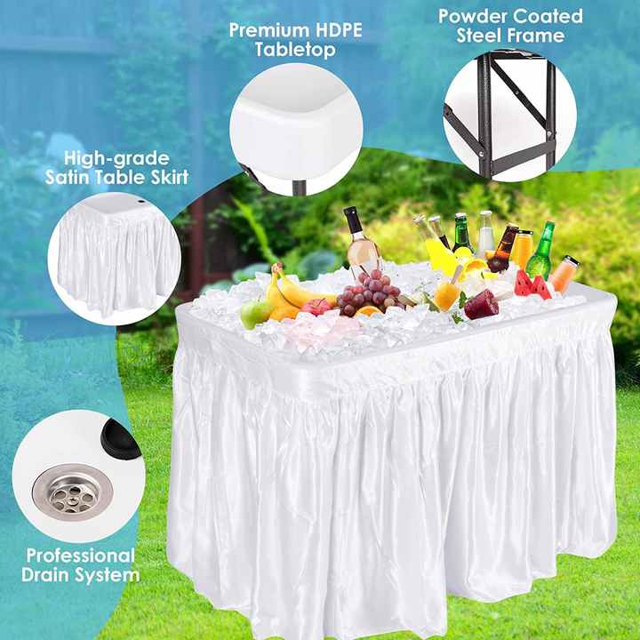 Multi-use Plastic Folding Ice Cooler Table, Ice Party Table, Fill and ...
