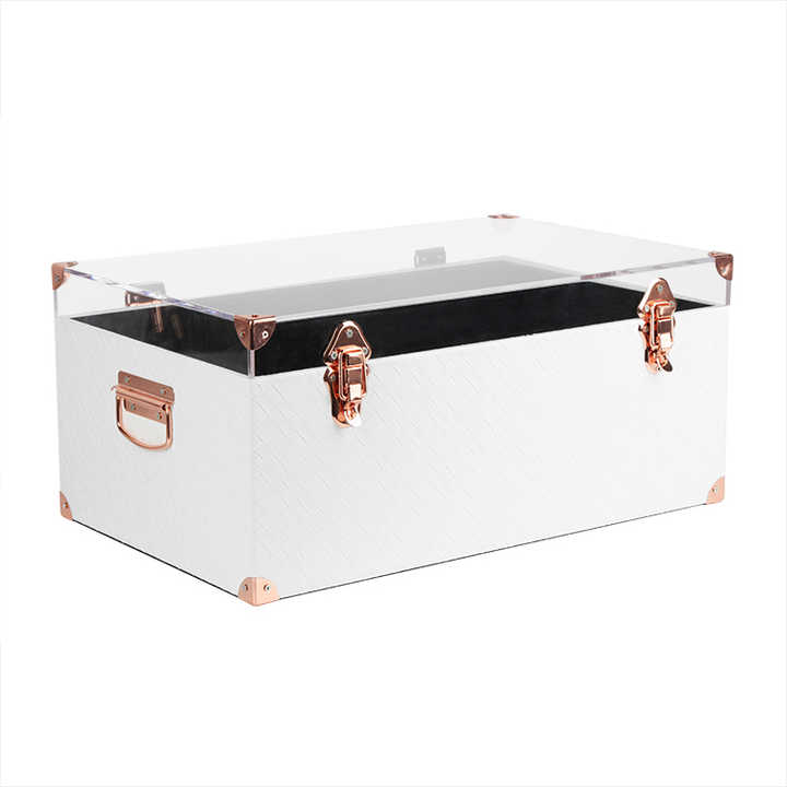 White Leather Storage Trunk with Acrylic Lid Aclilic Trunk Box| Alibaba.com