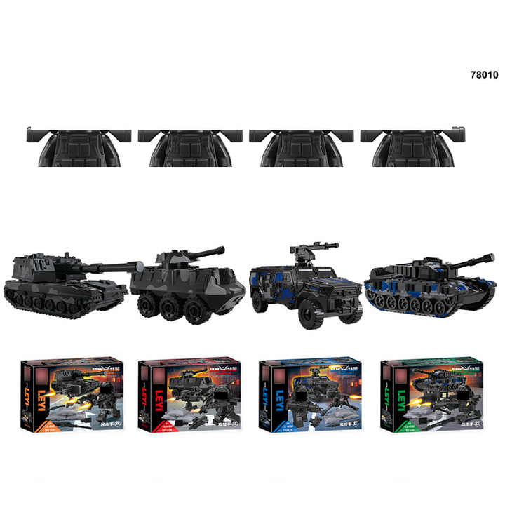 SWAT Military Toy Police Team Armored Vehicle Model DIY