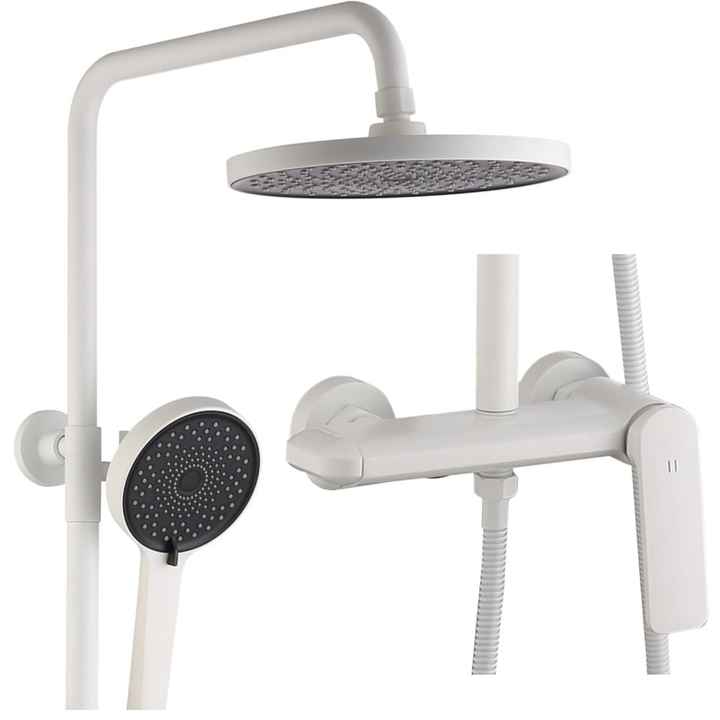 New Design of Brass Shower Set 3 Ways High End White Wall Mounted Brass ...
