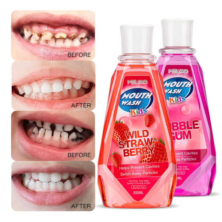Baby Anti Cavities Mouthwash - Strawberry Bubble Gum Flavors