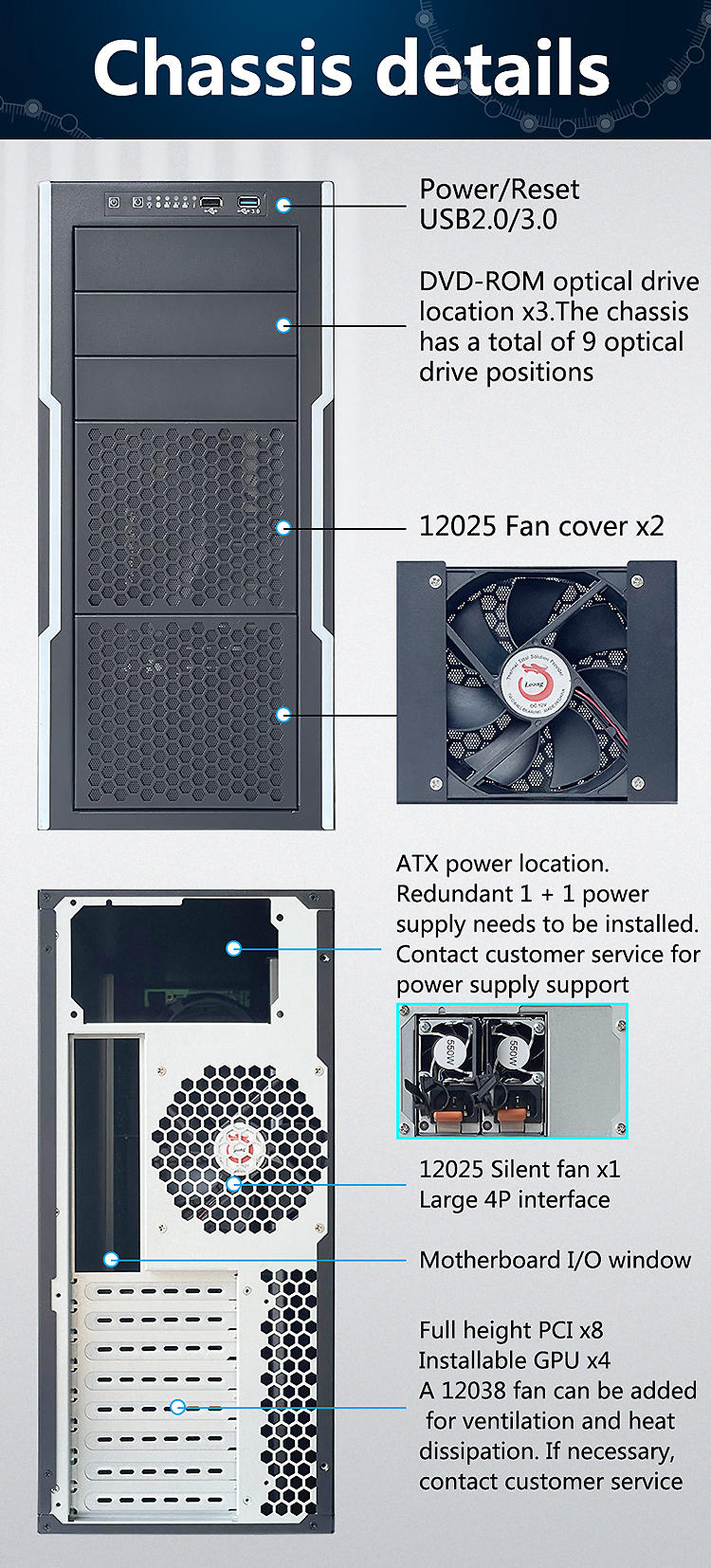 Zhenlong full-tower NAS chassis chassis ITX MATX ATX EATX 15 disk hot ...