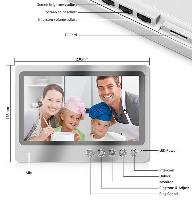 Villa 9 Inch Wired Monitor with Wifi Video Doorbell Phone Intercom ...