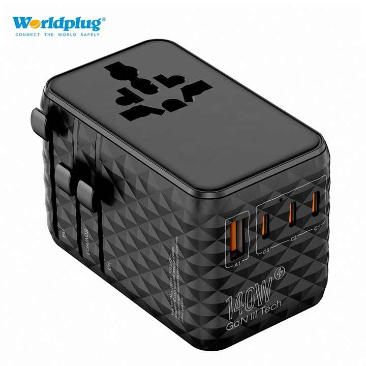 Worldplug Copper 2-Outlet 140W GaN Super Fast Charge International ...