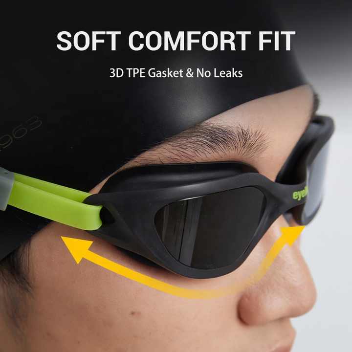 Large Racing Goggles for Swimmers Anti-Fog & UV Protection Waterproof ...
