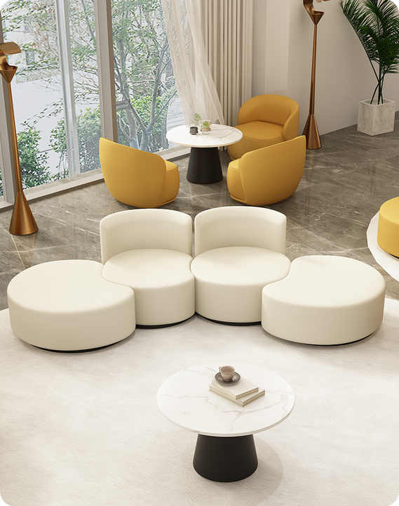 Fashion Design Hotel Reception Lobby Sofa Round Living Room White Sofa ...