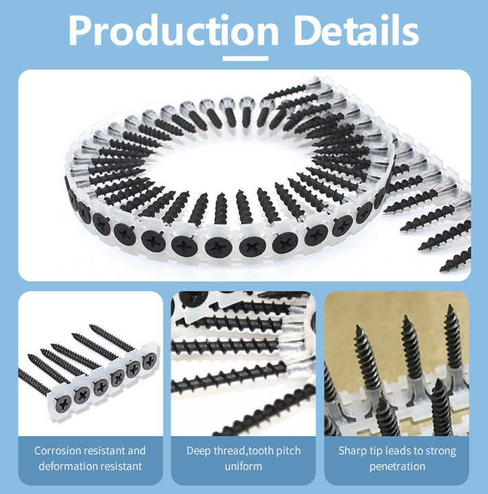 Customized Yellow Zinc 25mm Collated Self Tapping Chain Belt Drywall ...