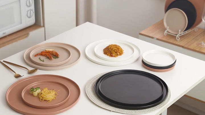 Nordic Modern Style Demi-matte Porcelain Dessert Plate Black Dinner ...