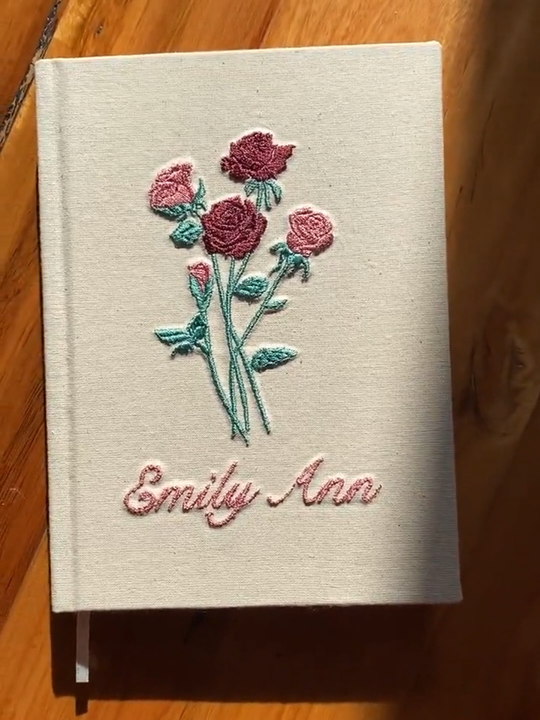 LABON A5 Floral Designs Lined Blank Pages Personalised Embroidered ...