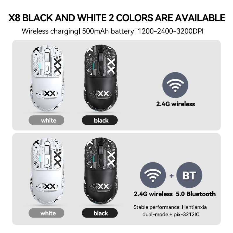 T-WOLF X8 Rechargeable Wireless Gaming Mouse 3200DPI - Ergonomic Design ...