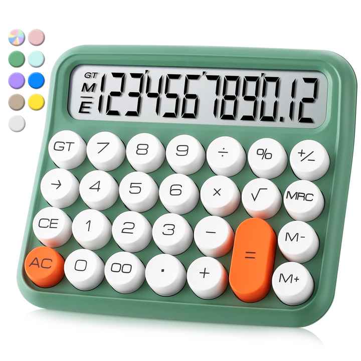 Mechanical Switch Calculator - Pink, 12 Digit Display