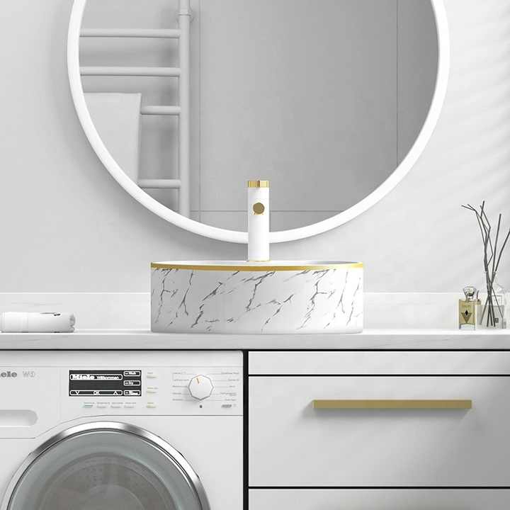 Modern Luxury Hotel Bathroom Vanity Hand Wash Basin Marble Style ...
