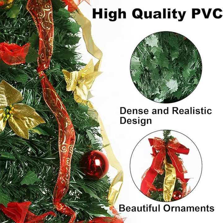 Pre-lit Fully Decorated Pull up Christmas Tree PVC Christmas Tree LED ...