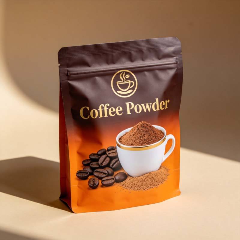 Custom Flat Bottom Pouch Coffee Powder Aluminum Foil Zipper Moisture ...