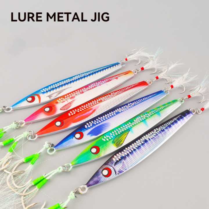 OEM 3D Print Jigging Lure 40g-200g Fishing Lures Saltwater Luminous Paint Coat Slow Sinking ...