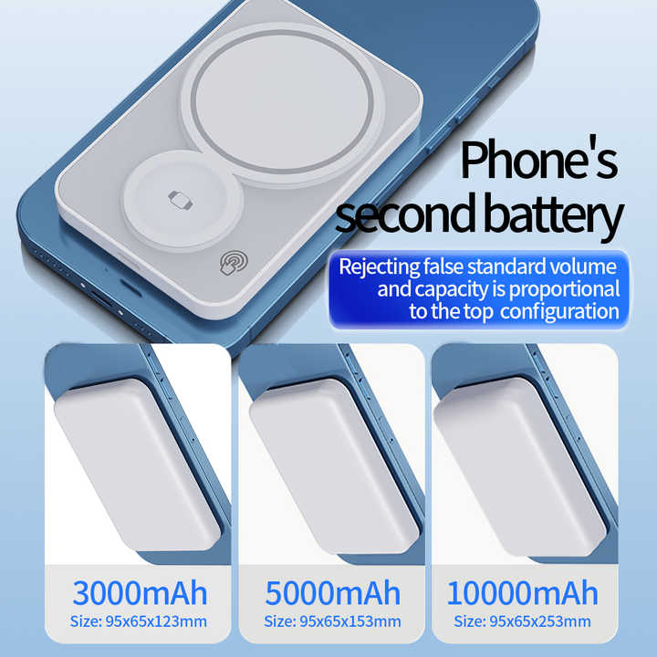 Mini Power Bank 5000mah with Wireless Magnetic Charging