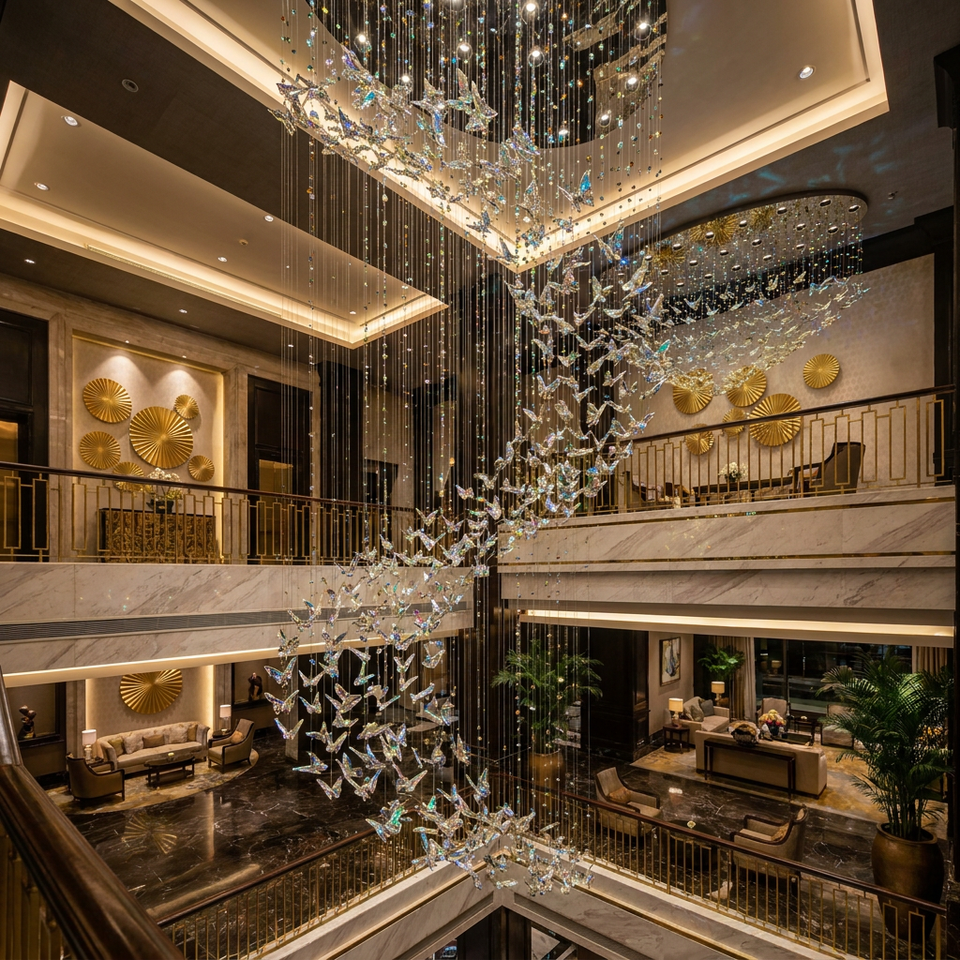 Custom Modern Crystal Butterfly Chandelier for Hotel Lobby Banquet Hall ...