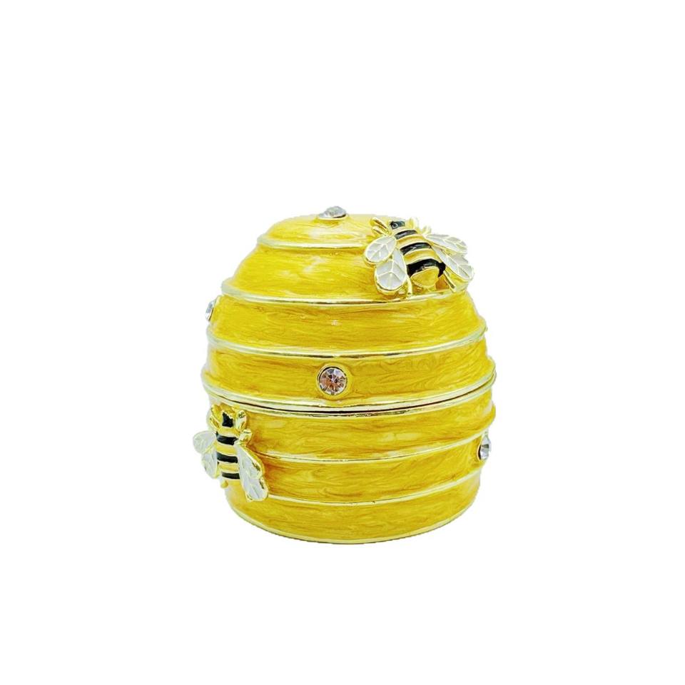 Enamel Gift Handicraft Beehive Jewelry Box Crystal Bee Metal Trinket ...