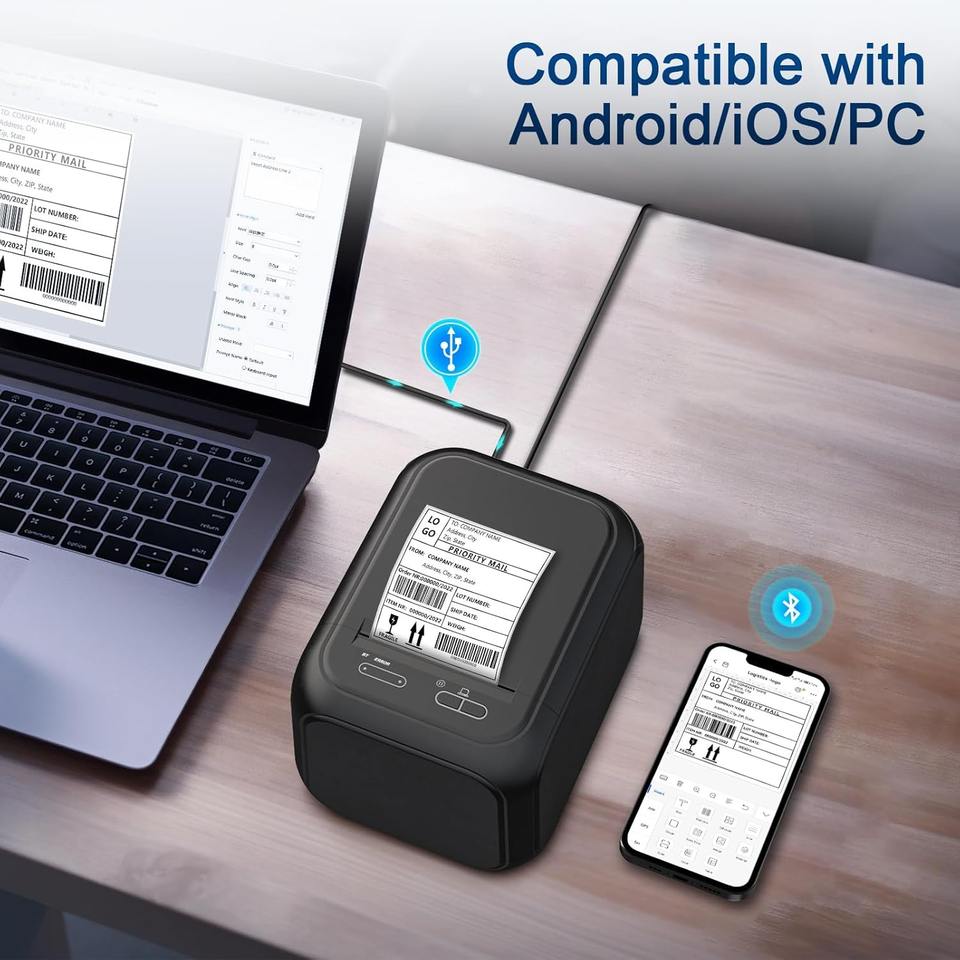 CLABEL Desk Bluetooth Barcode Label Printer: Label Maker with Direct ...