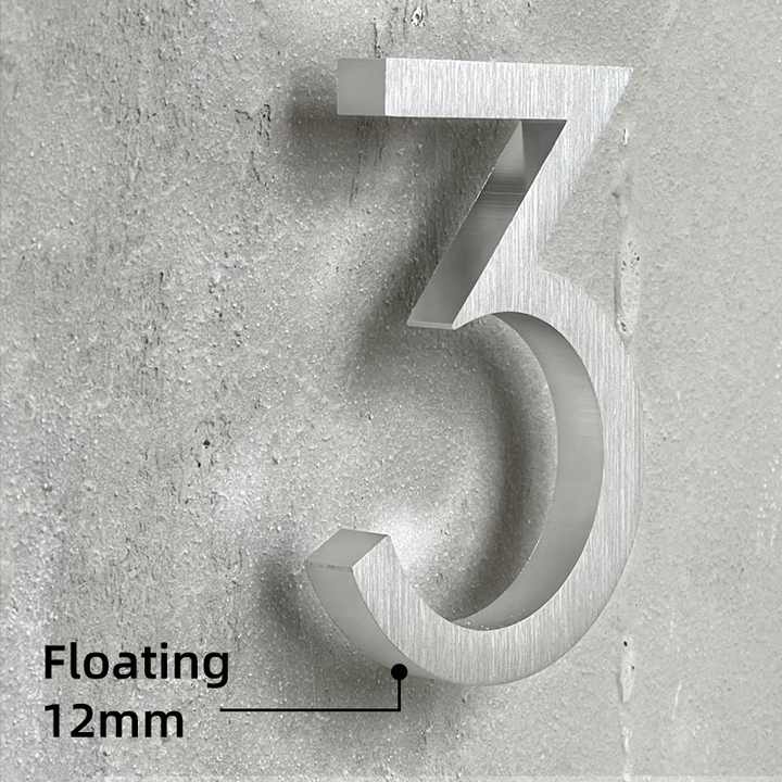 Modern Floating 15cm 6-in Aluminum Silver House Numbers Door Number ...