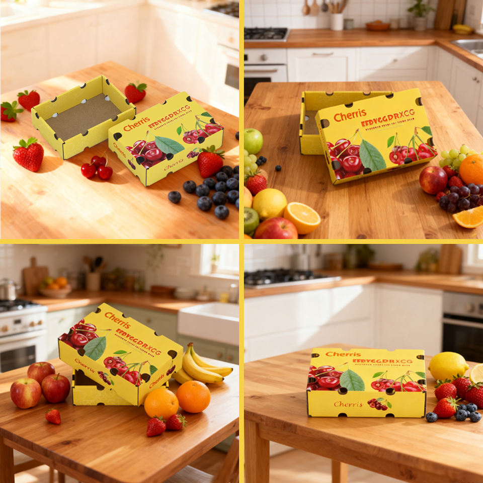 Custom Foldable Food Fruit Box Recycled Materials 300g Single-Sided ...