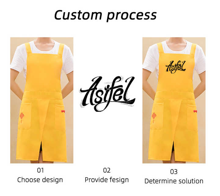Restaurant Uniform Fashion Apron Custom Logo Printed Aprons Kitchen ...