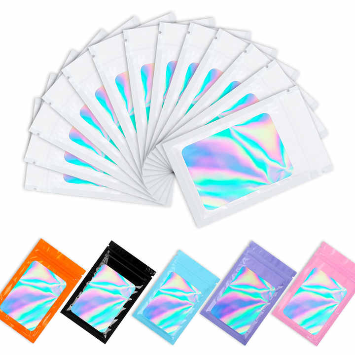 Small Holographic Zip Lock Plastic Foil Packing Baggies Ziplock ...