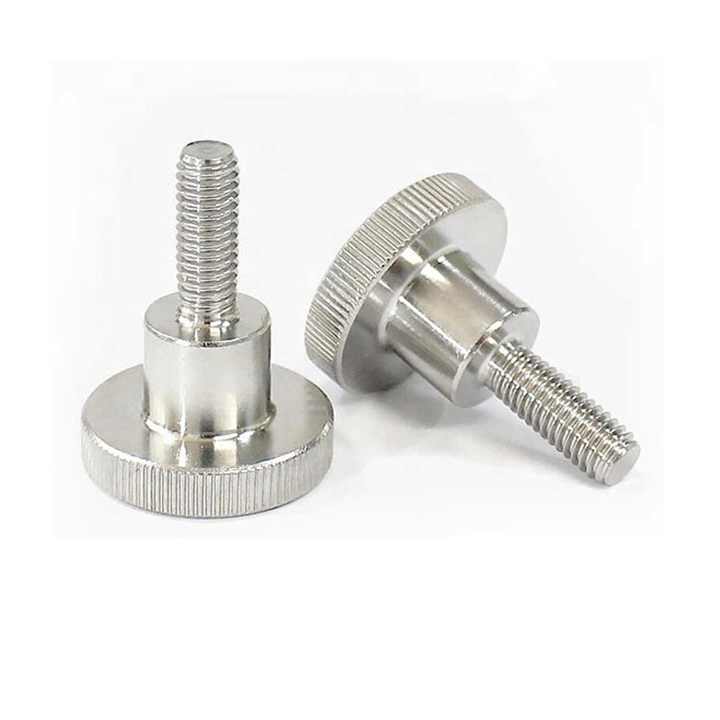 DIN464 Stainless Steel 304 Captive Shoulder Raised Knurled Head Large Flat Head Thumb Screw ...