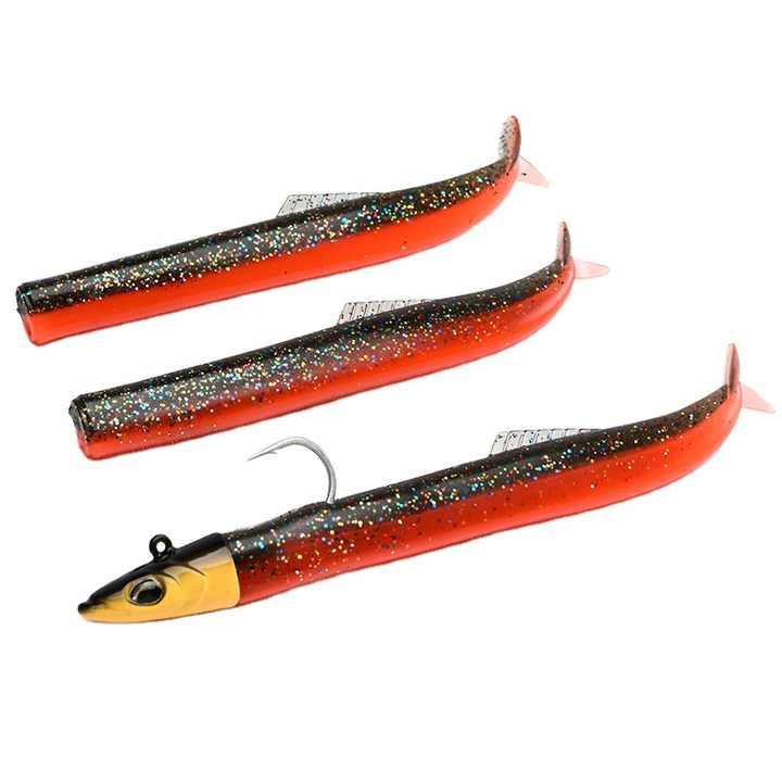 ALLBLUE FLASH SAND EEL Tail Jig Head Hook Minnow Artificial Bait Saltwater Soft Lure| Alibaba.com