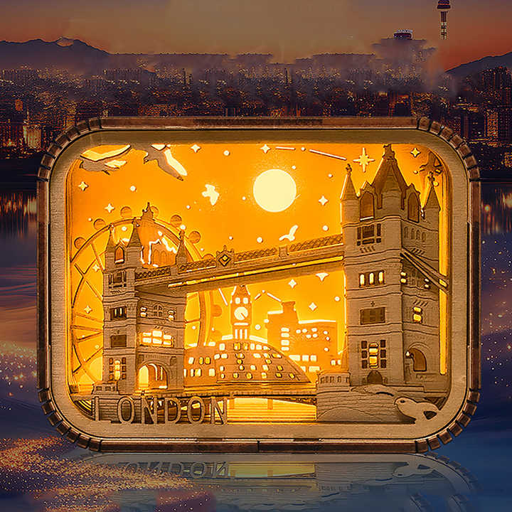 Carving Box Night Light Table Lamp Wooden Custom Desk LED Lamp Living ...