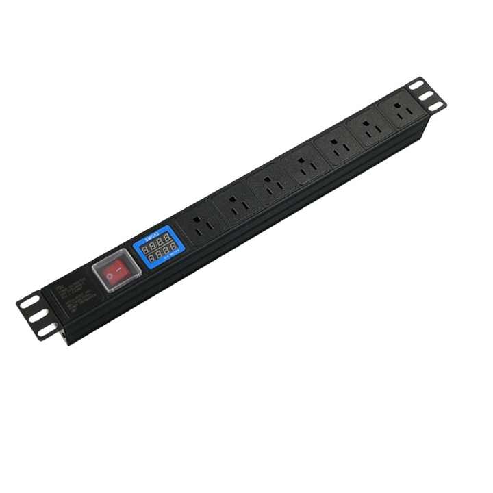 1.5U PDU 2P Circuit breaker Power strip socket 110V 15A 7 ways US ...