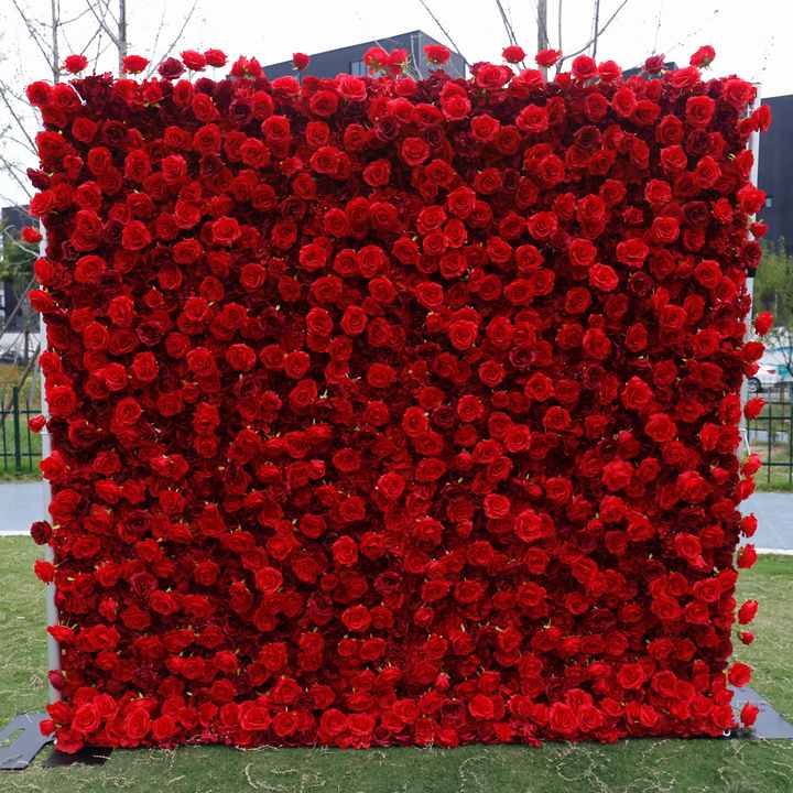 Wholesale Red Flower Backdrop Wall Decoration 3D 8ft X 8ft