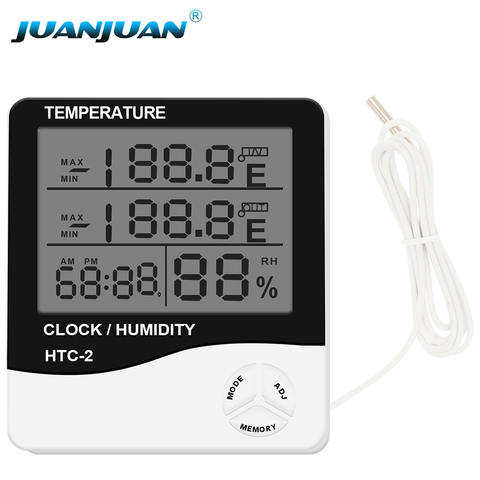 Hygrometer Thermometer Temperature Humidity Meter Alarm Clock Calendar ...