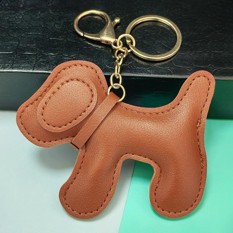 Cute Cartoon Dog Keychain PU Leather Bag Charm Car Key Ring Pendant ...
