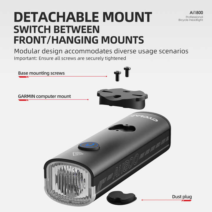 CYCLAMI 1800 Lumen Bike Front Light USB Rechargeable 4 Modes 3200mAh ...