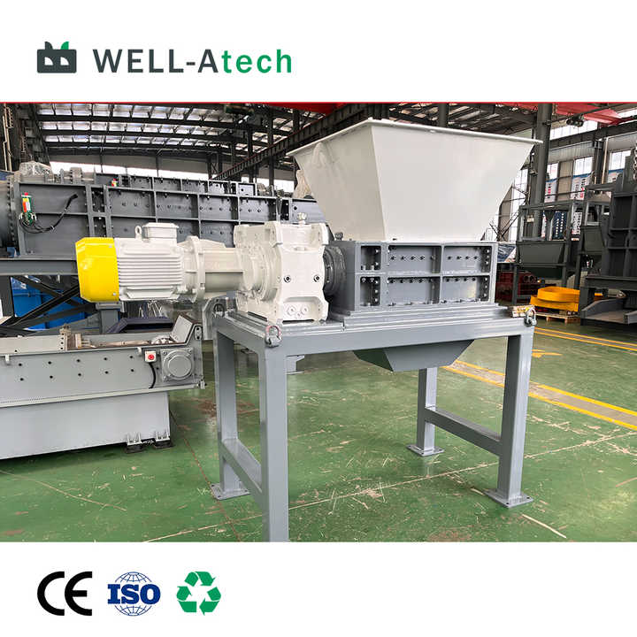 High Efficiency Double Shaft Shredding Machine Hard Disk Vegetable Pet Bottle Carton Light Metal ...