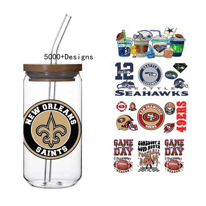 NFL Team UV DTF Cup Wraps - Customizable Heat Transfer Stickers OEM