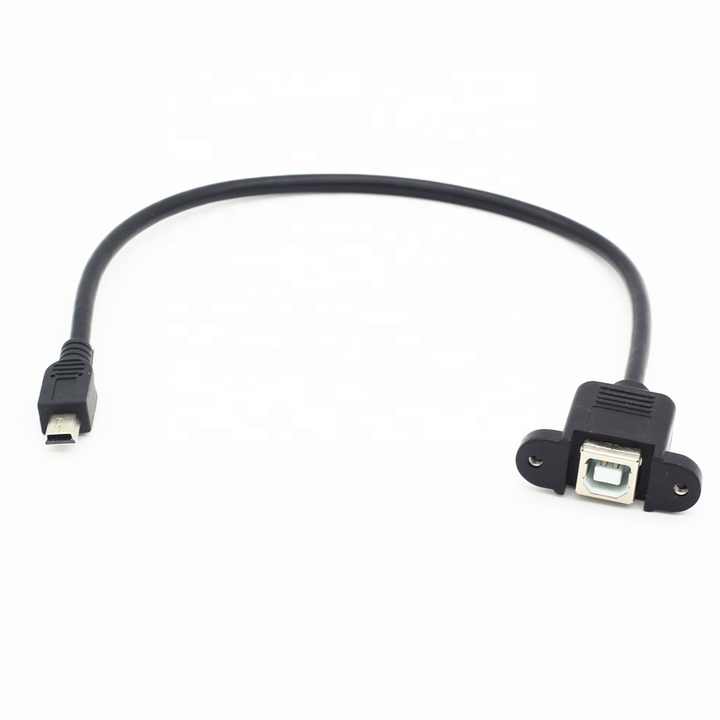 Mini USB to USB B Female Panel Mount Cable Mini B Male to Type B Female ...