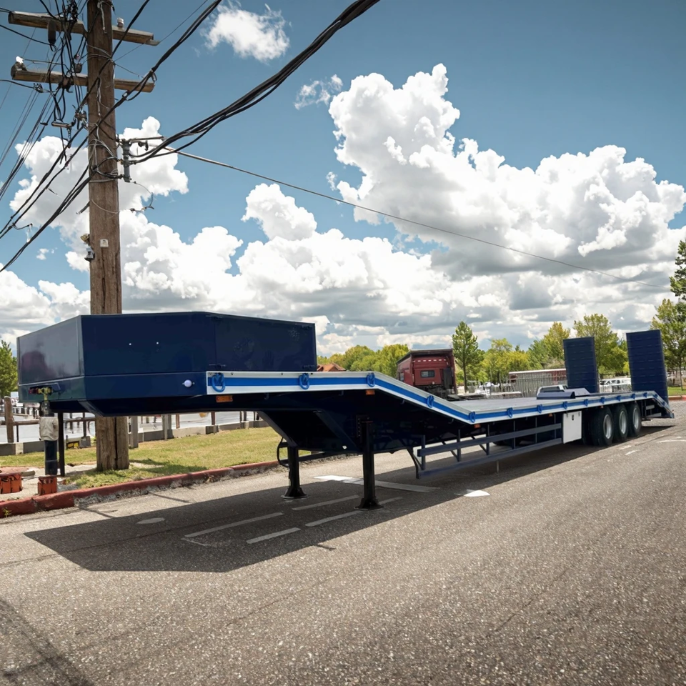 4 Axles 30+ Tons Gooseneck Lowboy Containers Semi-Trailer Standard Low ...