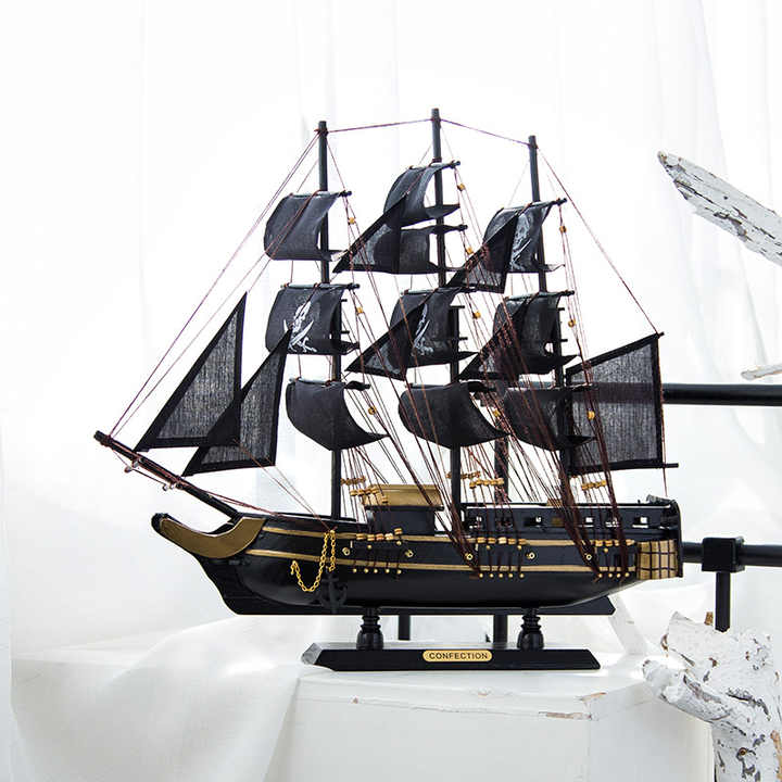Confection Black Pearl Wooden Pirate Ship Model - 20'' Boat