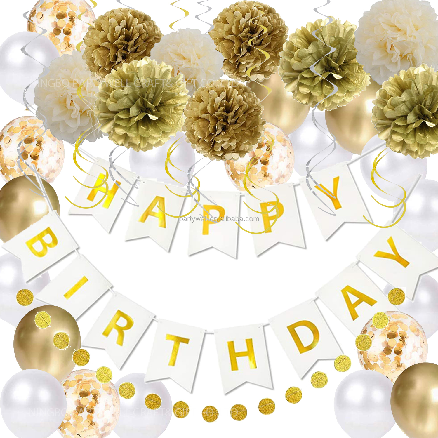 60th Birthday Color - Elegant Gold & Blue Party Decorations