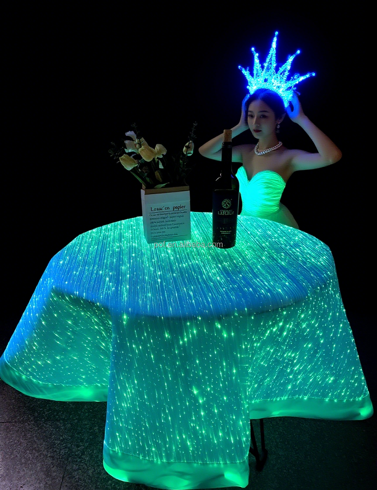 Customizable Fiber Optic Luminous Wedding Tablecloth - Light Pink ...